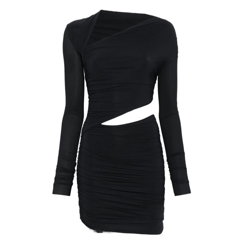 Amazuin Asymmetrical Mini Dress With Cut-Out Waist Black | Mini-jurk